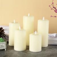 China Real Wax LED Pillar Candle - 7.5cm to 25cm Heights, 0.15-0.35KG Weight, White/Ivory Colors for Weddings for sale