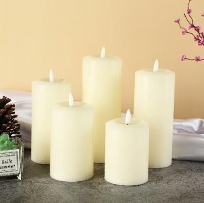 China Real Wax LED Pillar Candle - 7.5cm to 25cm Heights, 0.15-0.35KG Weight, White/Ivory Colors for Weddings for sale