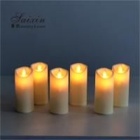 China Battery Operated LED Pillar Candles with Moving Flame Effect - 8cm/12.5cm/20cm Height, 5cm Diameter Ivory Plastic for sale