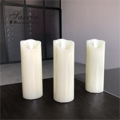 China Battery Operated LED Pillar Candles with Flickering Flame Effect - 15cm & 8cm Sizes for Wedding Candelabras for sale