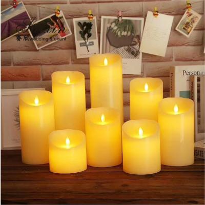 China LED Pillar Candle with Dancing Flame 7.5-20cm Height Real Wax Dripping Effect for Wedding Party Decor for sale