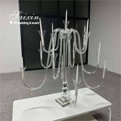 China Luxury Crystal Glass Large Branch Candle Stand 162cm Wedding Centerpiece Decoration for sale