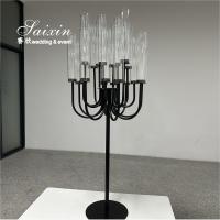 China 20 Arms Black Metal Candelabra 150cm Tall Wedding Centerpiece Decorative Candle Holder for sale