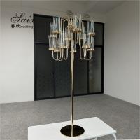 China Tall Gold Metal Candelabra 162cm for Wedding Centerpieces Decorative Candle Stand for sale