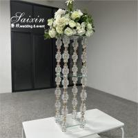 China Crystal Gold Metal Flower Stand 108cm Wedding Centerpiece Decorative Vase for sale