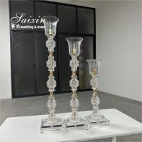 China Metal Glass Tall Candle Holder Set 3 Pcs 91cm 74cm 56cm for Wedding Event Decor for sale