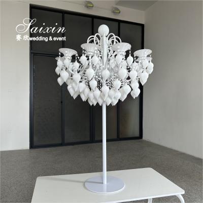 China White Chandelier Candelabra 140cm Wedding Centerpiece Decorative Metal Glass for sale