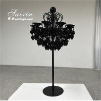 China Black Glass Candelabra Candle Holder 140cm Tall Wedding Centerpiece for Events for sale