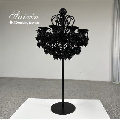 China Black Glass Candelabra Candle Holder 140cm Tall Wedding Centerpiece for Events for sale