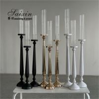 China Custom Color Glass Jar Tall Metal Candlestick 76cm 92cm 107cm Wedding Centerpiece for sale