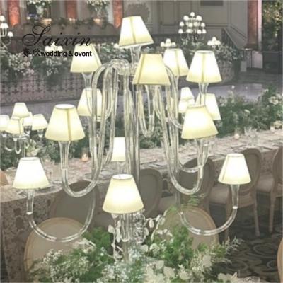 China Crystal Candelabra with Shade Candle Holder 118cm Centerpiece for Wedding Decor for sale