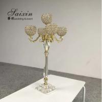 China Saixin 16 Arm Metal Crystal Candelabra 55cm Wide 10 Candle Holder Home Decor for sale
