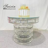 China Round Stainless Steel Wedding Cake Display Stand - 10 lb Foldable Table with 10-15 Day Delivery for sale