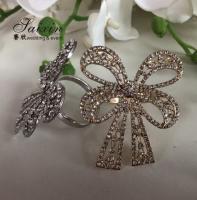 China Bowknot Shape Rhinestone Cotton Napkin Ring Set - White Square Design, 100 Piece Minimum Order, 1000 Monthly Capacity for sale