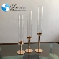 China Gold Geometric Wedding Candle Holder Set 4 Pieces 30cm 35cm 40cm for sale