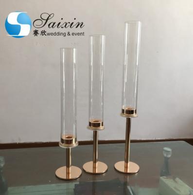 China Gold Geometric Wedding Candle Holder Set 4 Pieces 30cm 35cm 40cm for sale