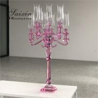China 9 Arm Crystal Chandelier Candelabra - 35cm Width Heavy Crystal Base for Wedding Centerpieces for sale