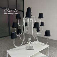 China 13-Arm Crystal Candelabra 118cm Height Wedding Centerpiece with Shade Holder - Clear/White/Black Colors Available for sale