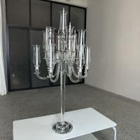 China 13 Arms Clear Crystal Tall Candelabra for Wedding Table Decoration 60cm for sale