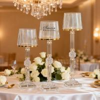 China 3 Pcs Crystal Candle Holder Set Gold Clear 70 80 90cm Wedding Centerpiece for sale