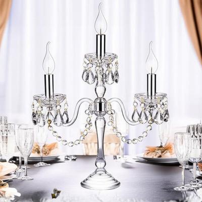 China 13 Arms Crystal Glass Candelabra 132cm Clear Decorative Centerpiece for Wedding Banquet for sale