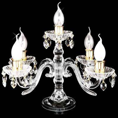 China Crystal Glass Candelabra 132cm 13 Arms Clear Candle Holder Elegant Centerpiece for Weddings Banquets for sale