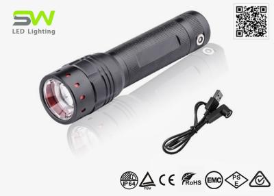 China Adjustable Focus USB Rechargeable Flashlight 350 Lumens 150m Beam with 18650 Battery and IP64 Waterproof for sale