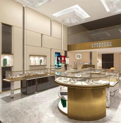China Elegant modern jewellery showroom Removable modern jewelry showcase powder Coating for sale