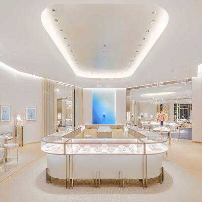 China Modern Recyclable Jewelry Show Room Simple Fashion Store Glass Display Cabinets for sale