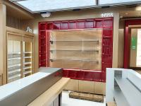 China Custom Pharmacy Full Store Fixture Wooden Medicine Display Cabinet With LED Light for sale