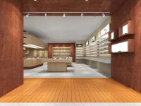 China Full Set Wooden Optical Eyewear Display Cabinet with Eco-Friendly Stable Wood Composite and Customizable Luminous Brand Logo for Eyeglass Boutique for sale