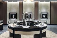 China Island  Jewellery Showroom Counter Modern Black Wood  Jewelry Pedestal Customization for sale