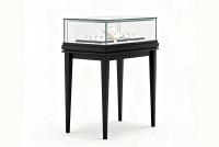 China Modern Matte Black Jewelry Display Cabinet with 360° Clear Glass and LED Illumination for Luxury Boutiques for sale
