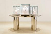 China LED Glass Jewelry Showcase Display Store Cabinets Three Cube Round for sale