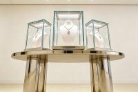 China LED Glass Jewelry Showcase Display Store Cabinets Three Cube Round for sale