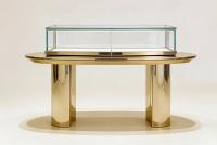 China Luxury Mirror Polished Gold Jewellery Display LED Illumination Jewelry Display Cases for sale