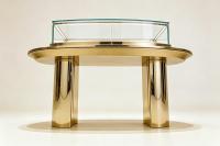 China Luxury Mirror Polished Gold Jewellery Display LED Illumination Jewelry Display Cases for sale