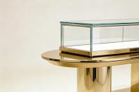 China Luxury Mirror Polished Gold Jewellery Display LED Illumination Jewelry Display Cases for sale