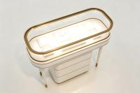 China Cream Champagne Glass Jewelry Showcase Rounded Edge Triple Drawer Jewellery Display for sale