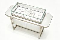 China Minimalist White Matte  Jewelry Showcase Display  High Transparent Jewelry Display Island for sale