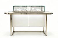 China Minimalist White Matte  Jewelry Showcase Display  High Transparent Jewelry Display Island for sale