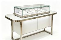 China Minimalist White Matte  Jewelry Showcase Display  High Transparent Jewelry Display Island for sale