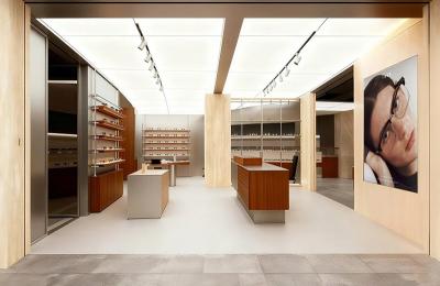 China Walnut Optical Eyeglass Shop Display Cabinet Full Optical Store Fixture Set for sale