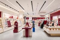 China Custom Complete Cosmetic Store Fixture With Brand Light Box Skincare & Makeup Display Cabinet for sale