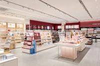 China Custom Complete Cosmetic Store Fixture With Brand Light Box Skincare & Makeup Display Cabinet for sale