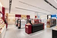 China Custom Complete Cosmetic Store Fixture With Brand Light Box Skincare & Makeup Display Cabinet for sale