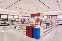 China Custom Complete Cosmetic Store Fixture With Brand Light Box Skincare & Makeup Display Cabinet for sale