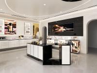China Custom Luxury Skincare Store Fixture Complete Display Cabinet With Brand Poster Wall & Large Storage Drawers for sale