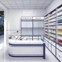 China Custom Pharmacy Display Cabinet and Medical Store Wall Shelving for Professional Drugstore Retail Interior Design for sale