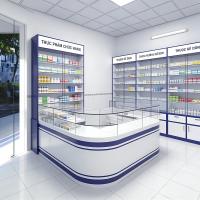 China Custom Pharmacy Display Cabinet and Medical Store Wall Shelving for Professional Drugstore Retail Interior Design for sale